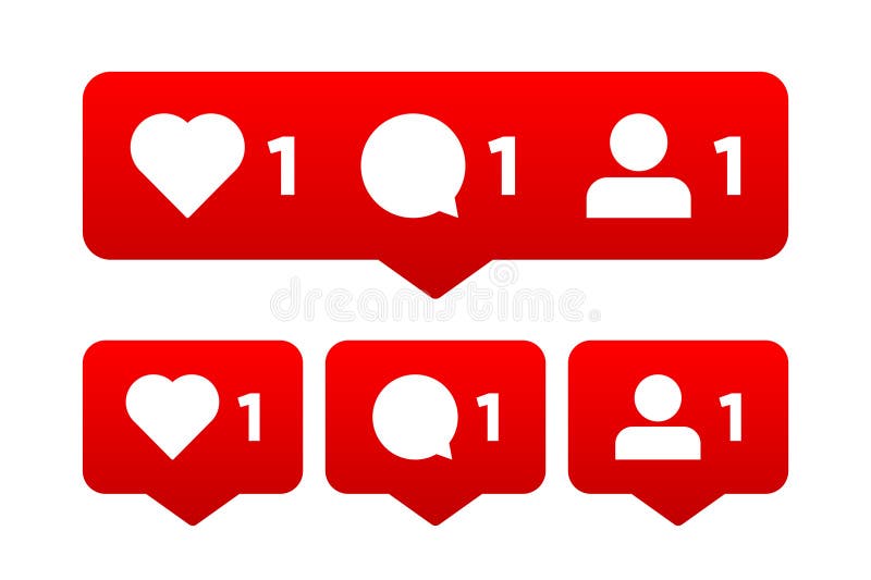 Social Media Notification Label. Subscribe, Comment and Like Icon ...