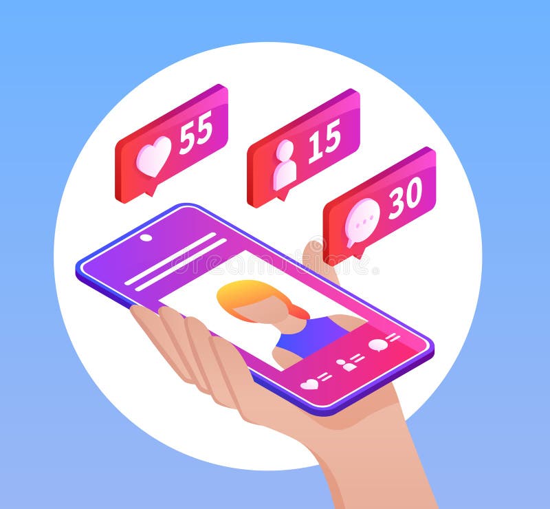 Social Media Notifications Composition Stock Illustration ...