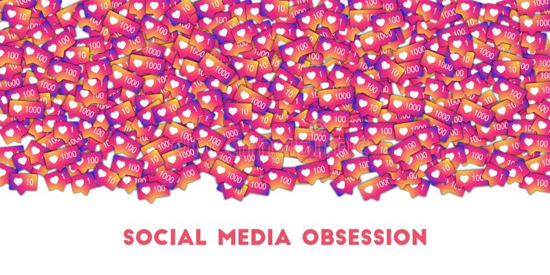 Social media obsession. stock vector. Illustration of heart - 93658635
