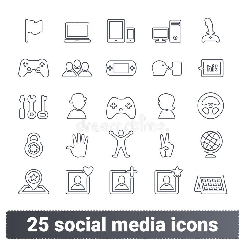 Social Media and Online Gaming Icons Set Stock Vector - Illustration of ...