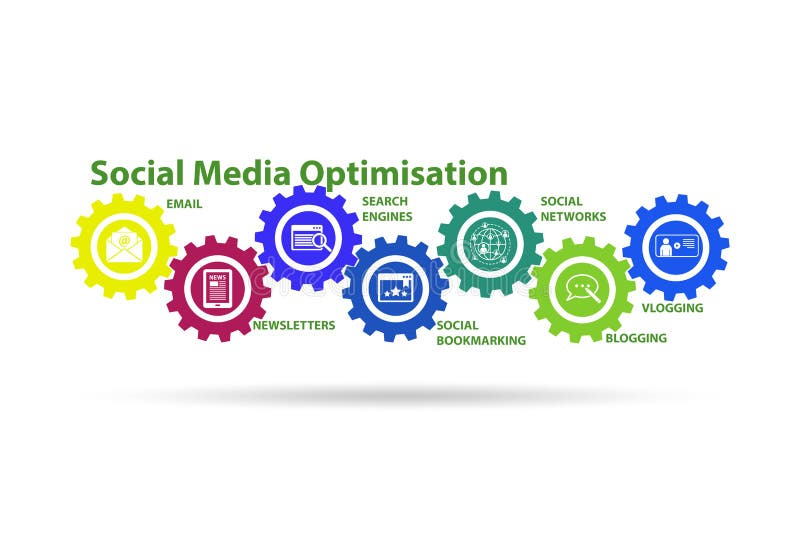 Social Media Optimisation Concept in Marketing Stock Illustration ...