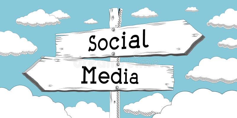 Social Media - Outline Signpost with Two Arrows Stock Illustration ...