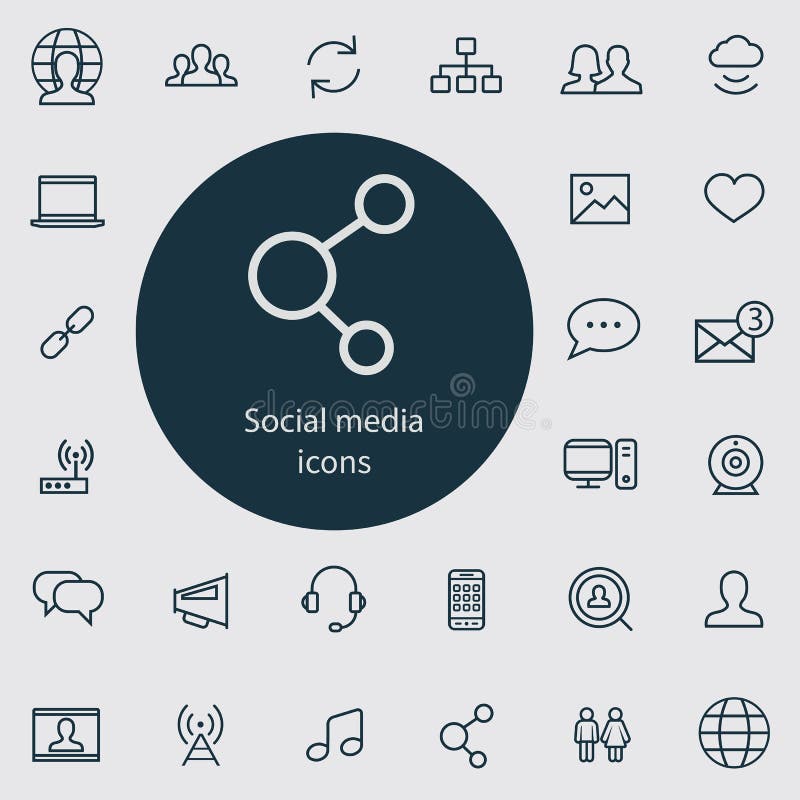 Social Media Outline, Thin, Flat Stock Vector - Illustration of bubble ...