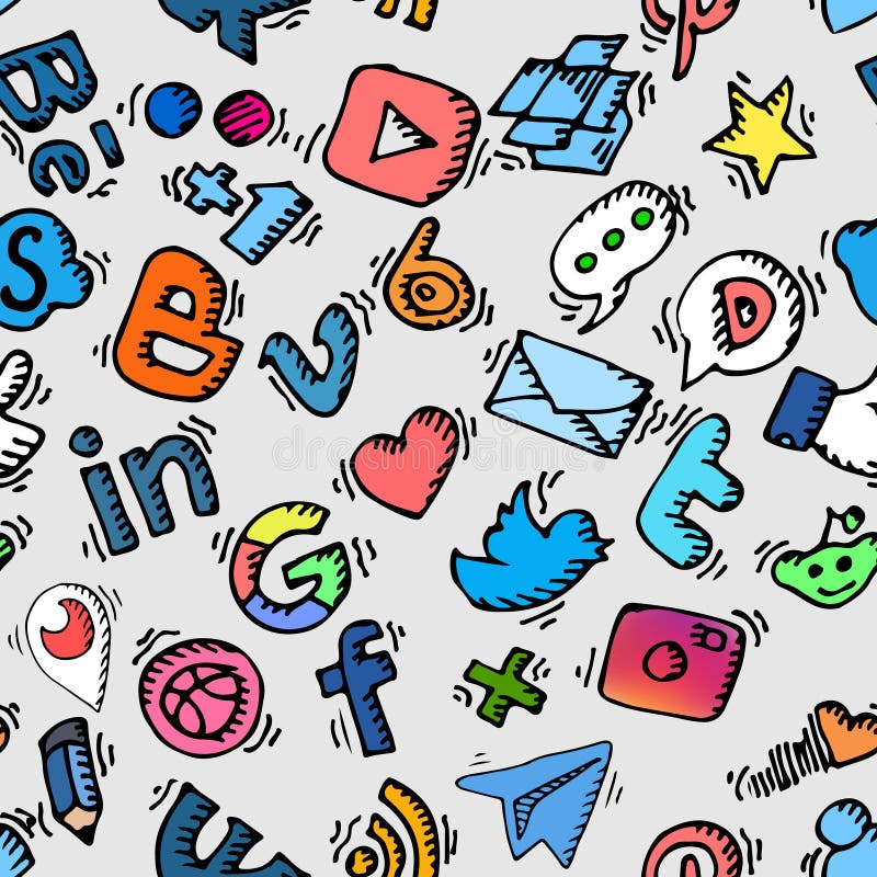 Social Media People Seamless Pattern Stock Illustration - Illustration ...