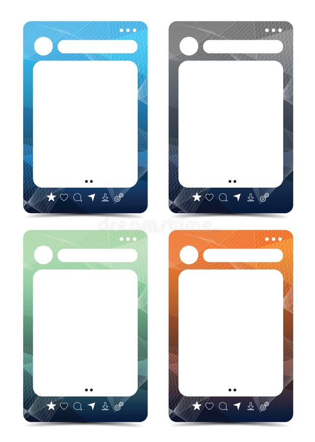 Social Media Photo Frame Border Layout with Techno Texture Stock Vector ...