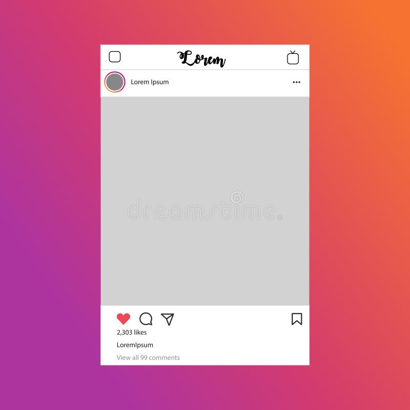 Social Media Photo Frame Template. Vector Illustration Editorial Photo ...