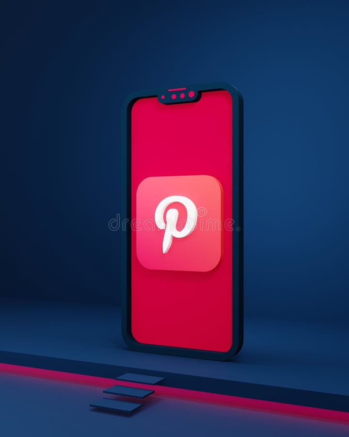 Social Media Pinterest Icons with Smartphone 3D Rendered Editorial ...