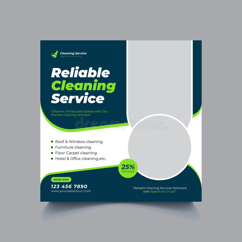 Effective Reliable Cleaning Services Social Media Post Design Stock ...