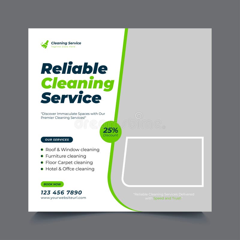 Reliable Cleaning Services Social Media Post Design Template Stock ...