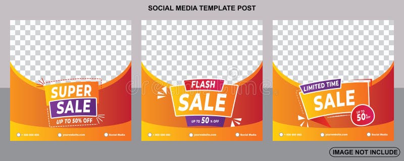 Social Media Post Banner Sale Bundle Pack with Orange Background Stock ...
