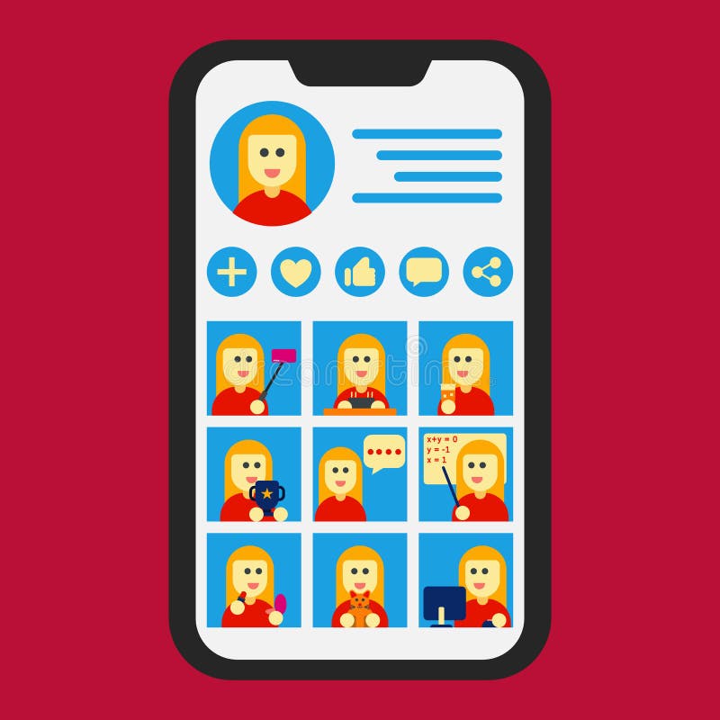 Social Media Post Content Profile Influencer Icon, Infographic, and ...