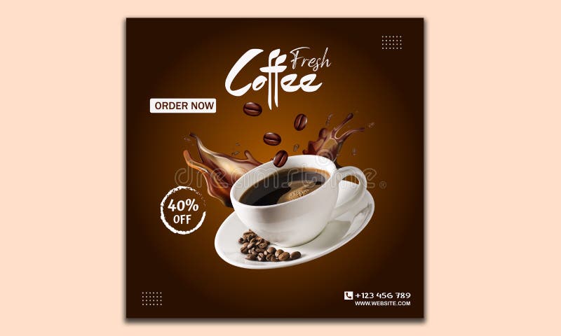 Social Media Post Design for Coffee Shop Commercial Use Stock Vector ...
