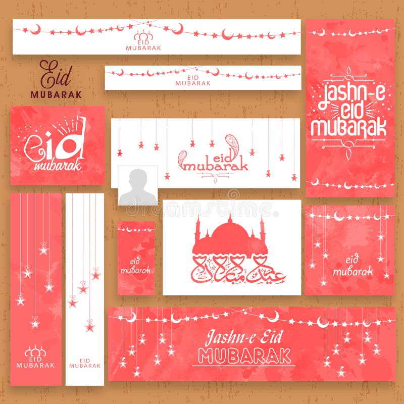 Social Media Post or Header for Eid Mubarak Celebration. Stock ...