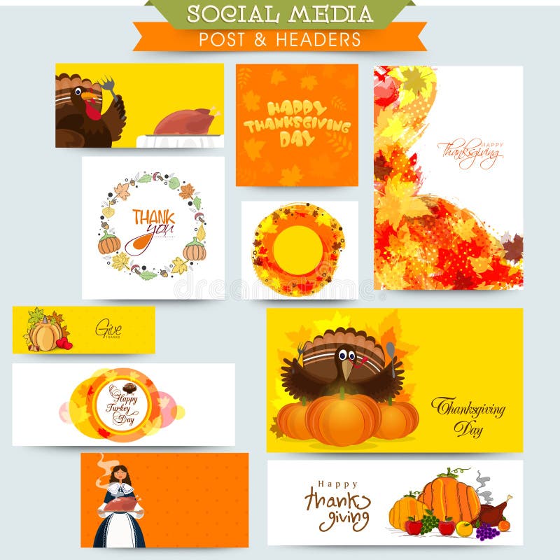 Social Media Post and Header for Thanksgiving Day. Stock Illustration ...