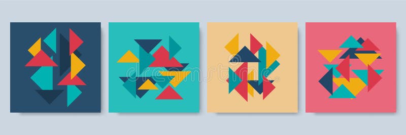 Social Media Post Template with Colorful Geometric Texture. Abstract ...