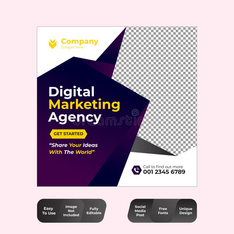 Social Media Post Template in Purple and White Premium Stock ...