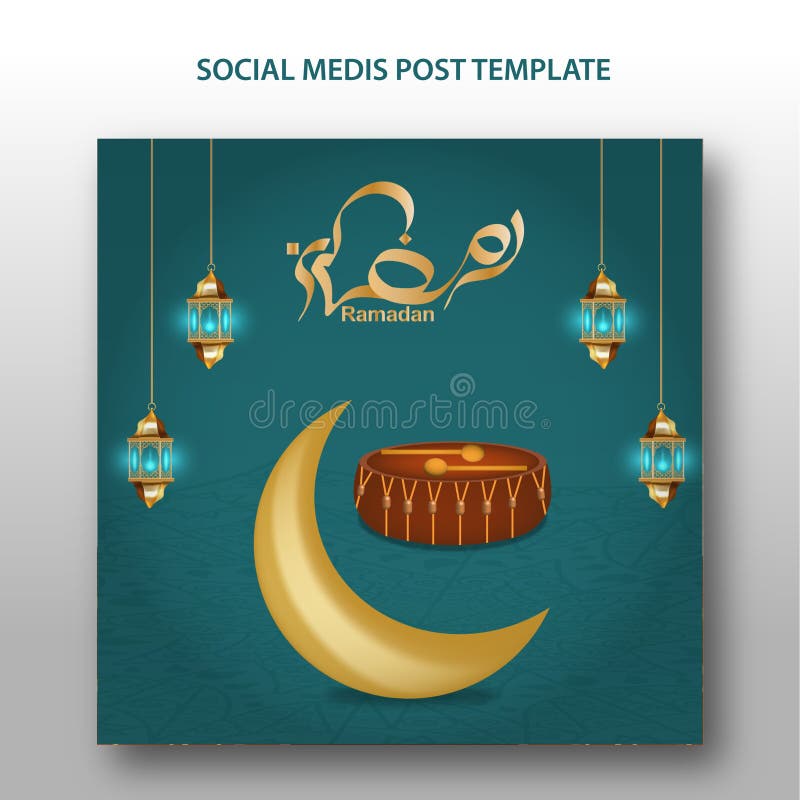 Social Media Post Template for Ramadan with Lanterns Stock Vector ...