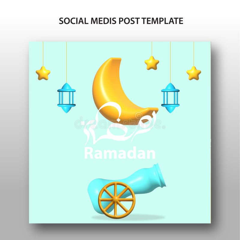Social Media Post Template for Ramadan with Lanterns Stock Vector ...