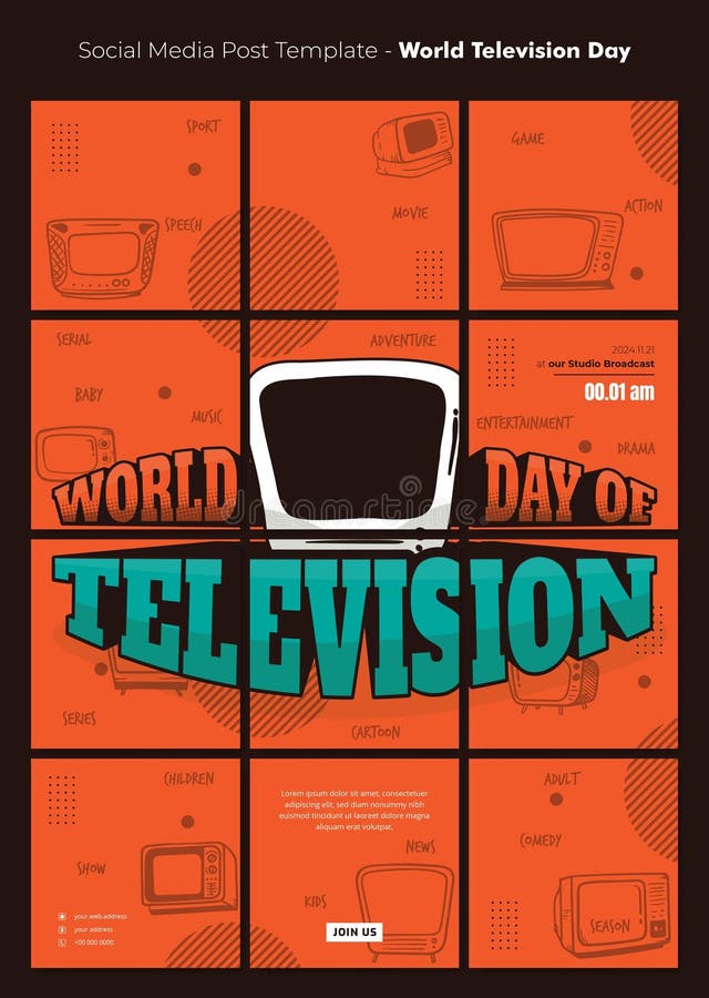 Social Media Post Template with Typography of World Television Day for ...