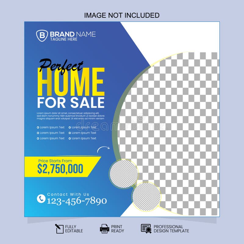 Social Media Real Estate Post Template Design Stock Vector ...