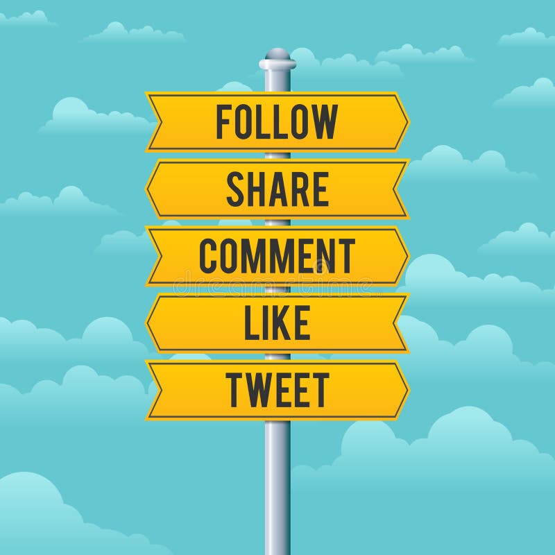 Social Media Road Signs stock vector. Illustration of follow - 36543376