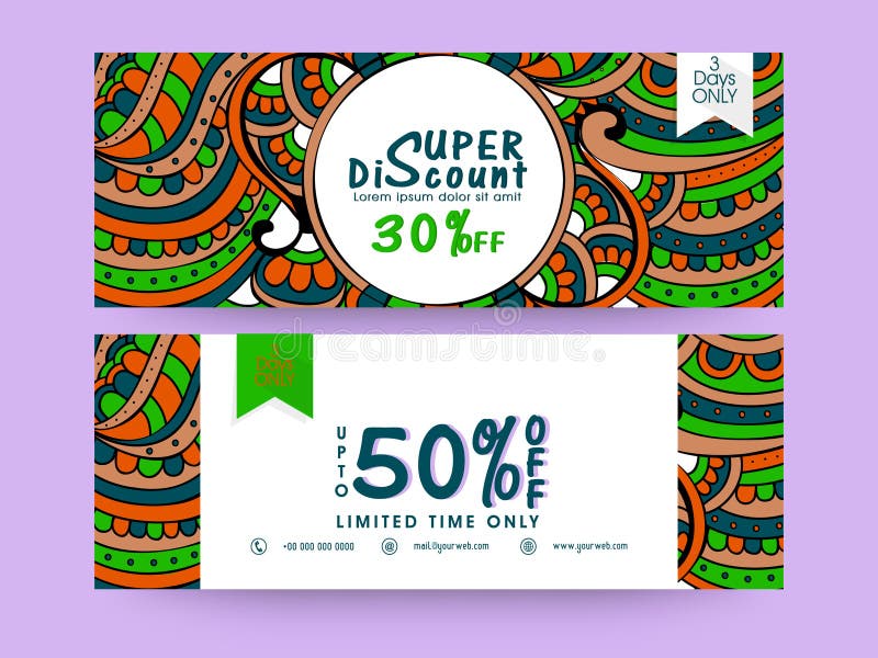Social Media Sale Banner or Header Design with Colorful Paisley Pattern ...