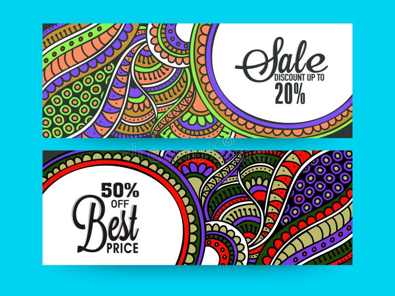 Social Media Sale Banner or Header Design in Colorful Paisley Pattern ...