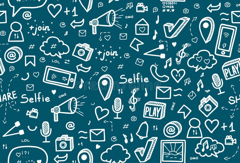 Seamless Doodle Social Media Pattern Background Stock Vector ...