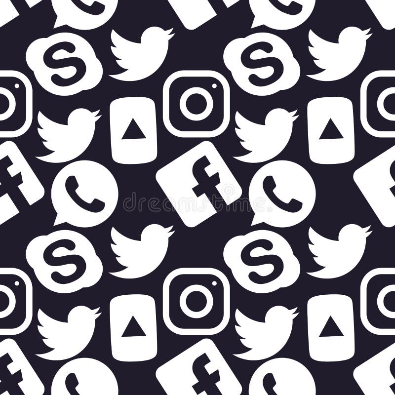 Social Media Seamless Pattern Editorial Photography - Illustration of ...