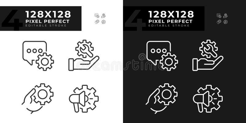 Social Media Settings Pixel Perfect Linear Icons Set for Dark, Light ...