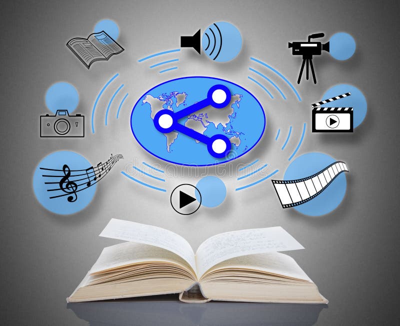Social Media Sharing Concept Above a Book Stock Image - Image of ...