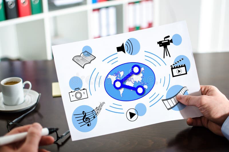 Social Media Sharing Concept on a Paper Stock Photo - Image of sharing ...