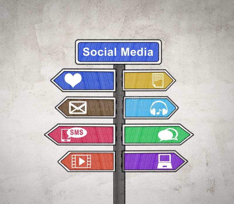 Social media sign board stock illustration. Illustration of social ...