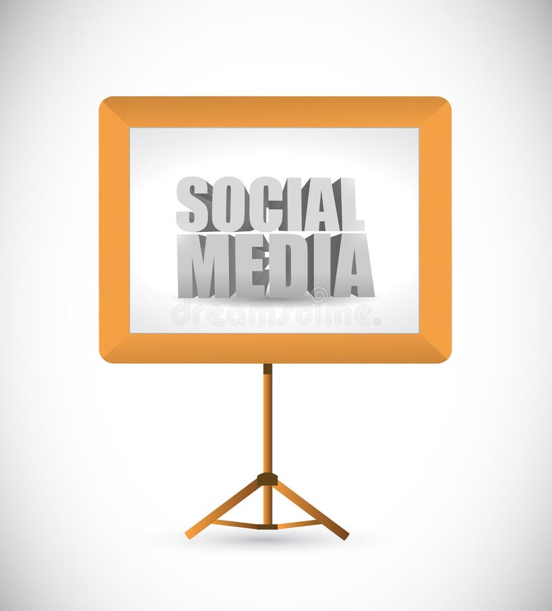 Social Media Sign on a White Board. Stock Illustration - Illustration ...