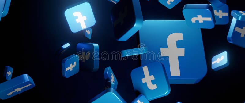 Social Media Site and App Facebook Tiles Logo Falling Floating. Web ...