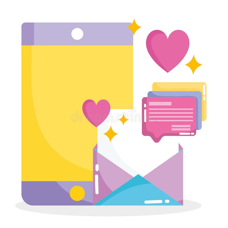 Social Media, Smartphone Email, Chat, Sms in Cartoon Style Stock Vector ...