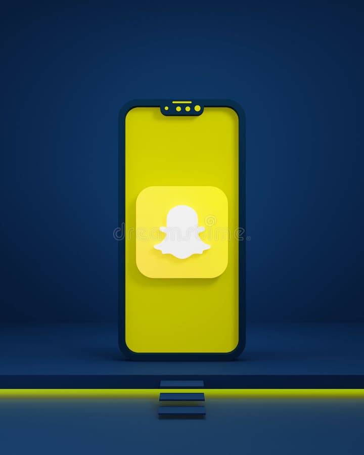 Social Media Snapchat Icons with Smartphone 3D Rendered Editorial Stock ...