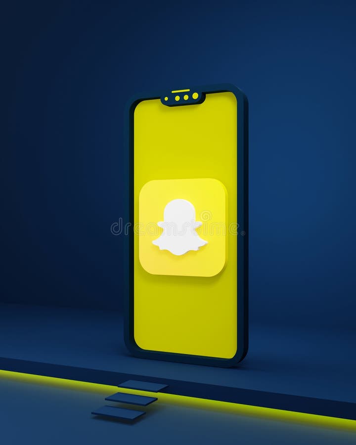 Social Media Snapchat Icons with Smartphone 3D Rendered Editorial Image ...