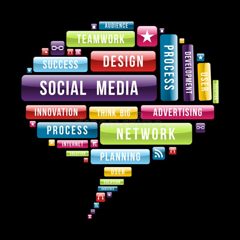 Bubble with a Social Media Icons and Heart Shape Stock Vector ...