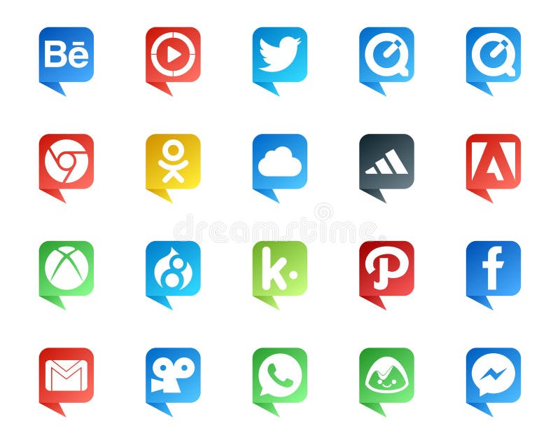 20 Social Media Speech Bubble Style Logo Like Email. Facebook. Icloud ...