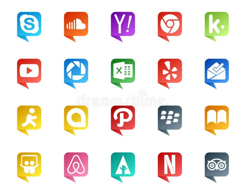 20 Social Media Speech Bubble Style Logo Like Path. Aim. Kik. Inbox ...