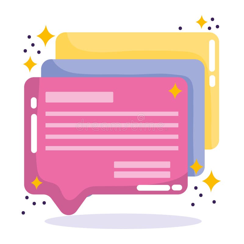 Social Media, Speech Bubbles Chat and Messages in Cartoon Style Stock ...