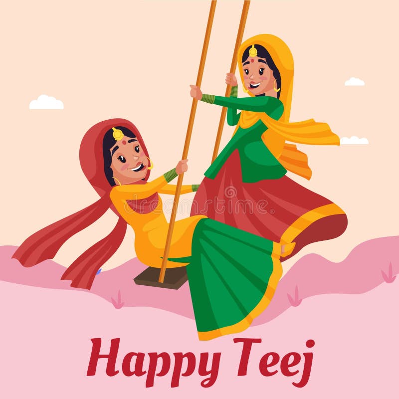 Happy Teej of Banner Design Stock Vector - Illustration of haryali ...