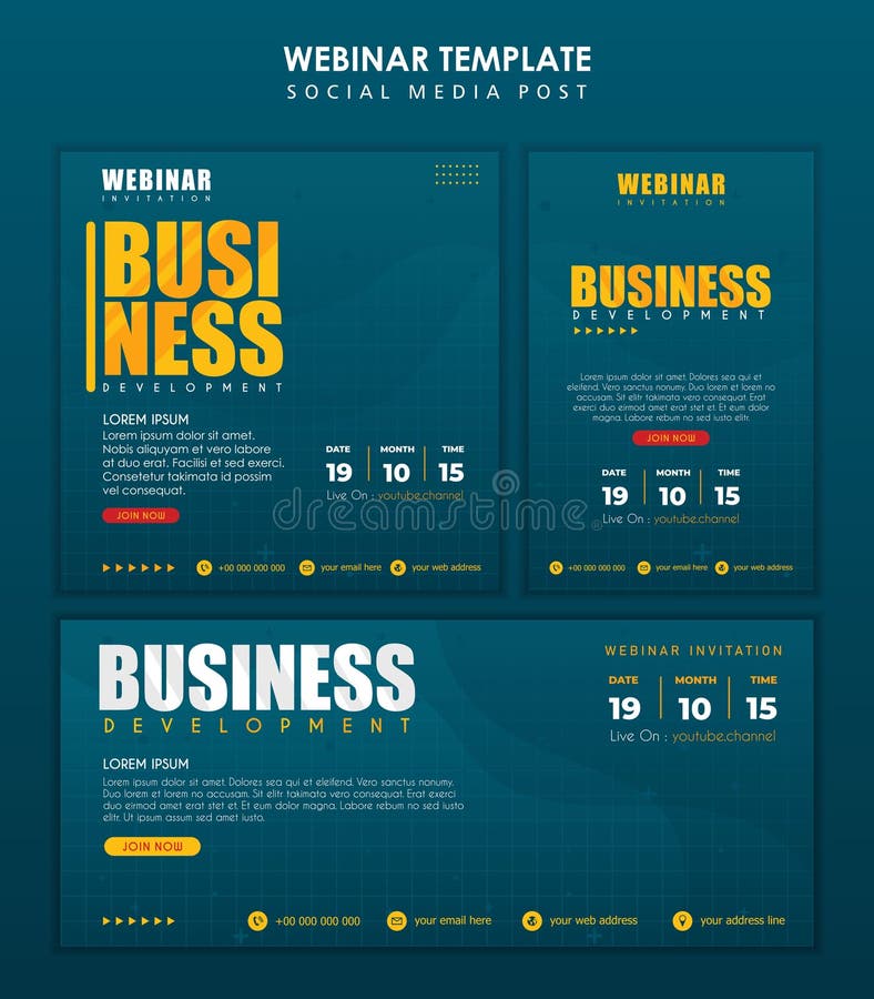 Social Media Template with Square Grid Pattern on Blue Background ...