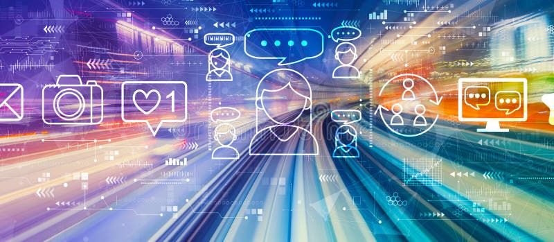 Social Media Theme with High Speed Motion Blur Stock Illustration ...