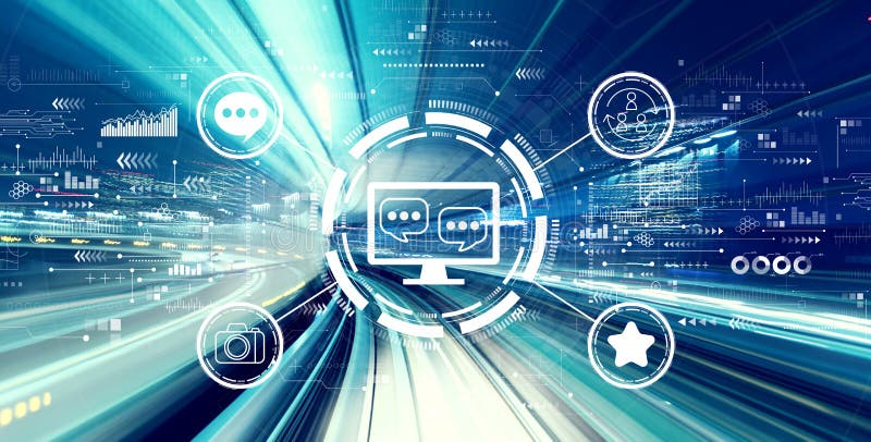 Social Media Theme with High Speed Motion Blur Stock Image - Image of ...