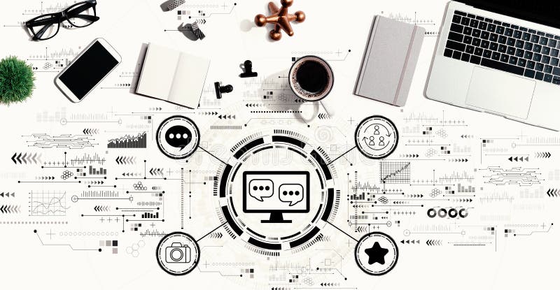 Social Media Theme with a Laptop Computer Stock Photo - Image of ...