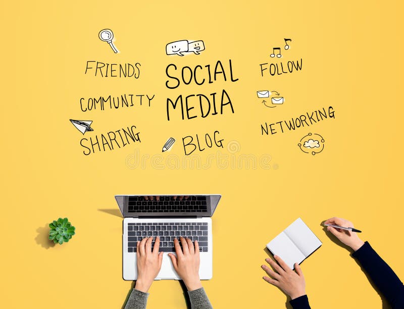 Social Media Theme with People Working Together Stock Photo - Image of ...