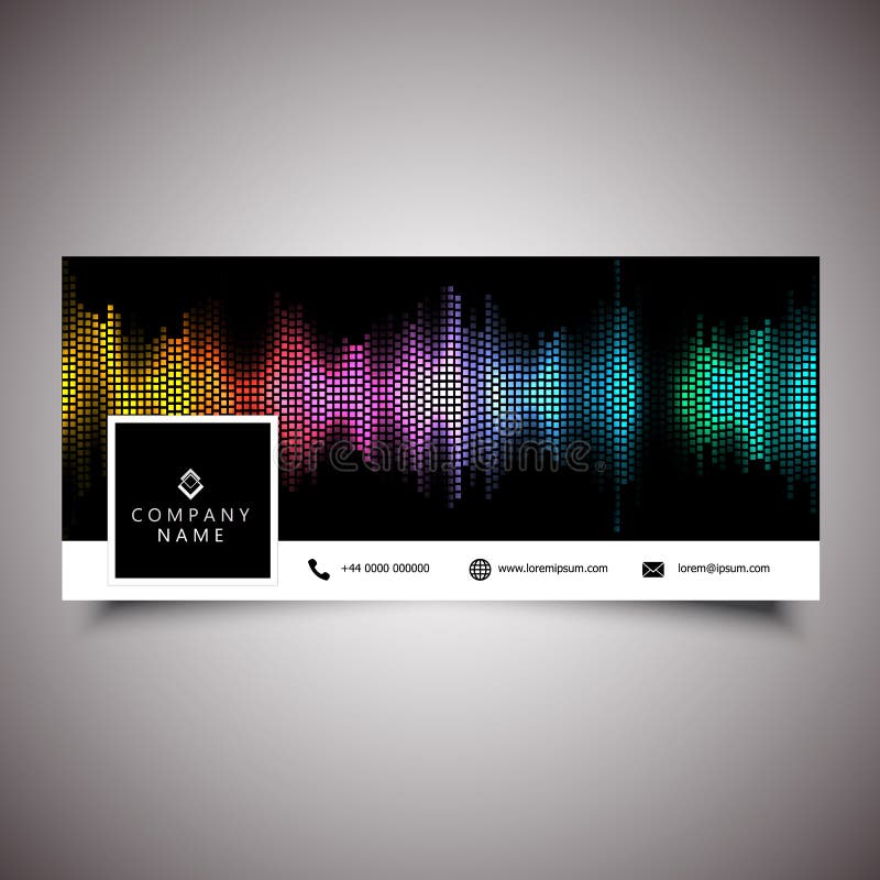Social Media Timeline Cover with Sound Waves Design Stock Vector ...