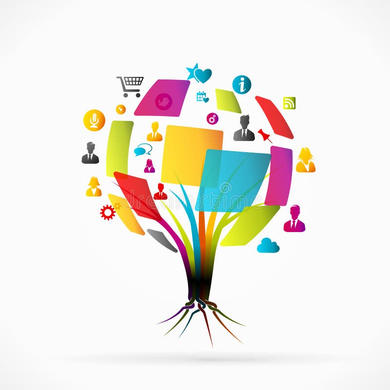 Social media tree stock vector. Illustration of corporation - 35336218